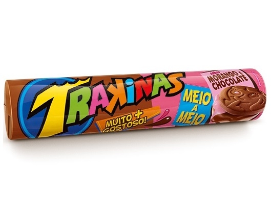 Biscoito Trakinas Recheado Meio/Meio Chocolate/Morango 136G - Caboclo ...